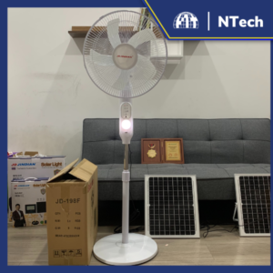 Quạt tích điện năng lượng mặt trời JD-198F Cao cấp 1️⃣ tại NTech
